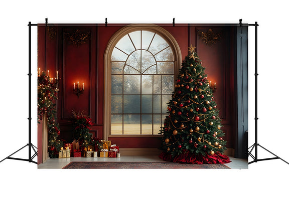 Christmas Tree Wall Window View Backdrop RR8-88 – Dbackdrop