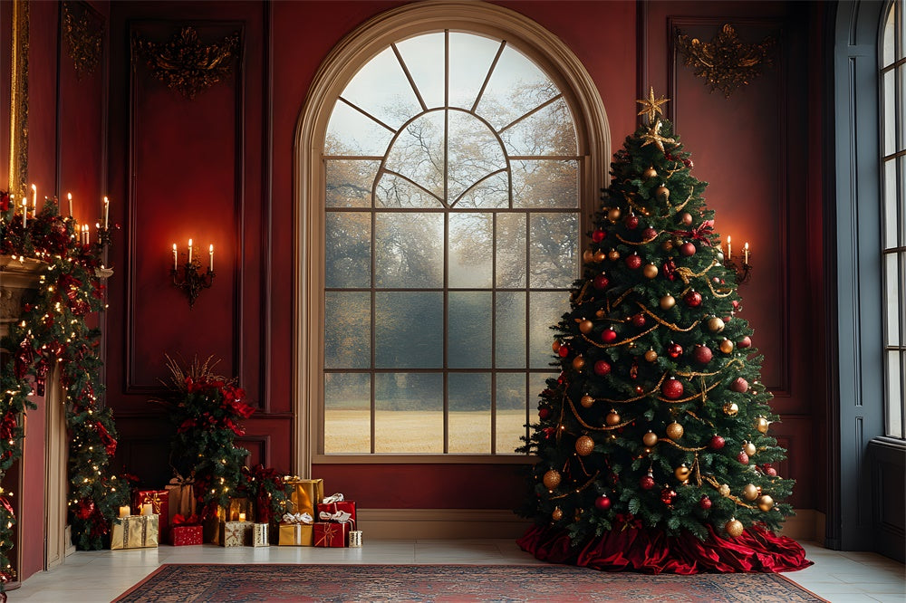 Christmas Tree Wall Window View Backdrop RR8-88 – Dbackdrop