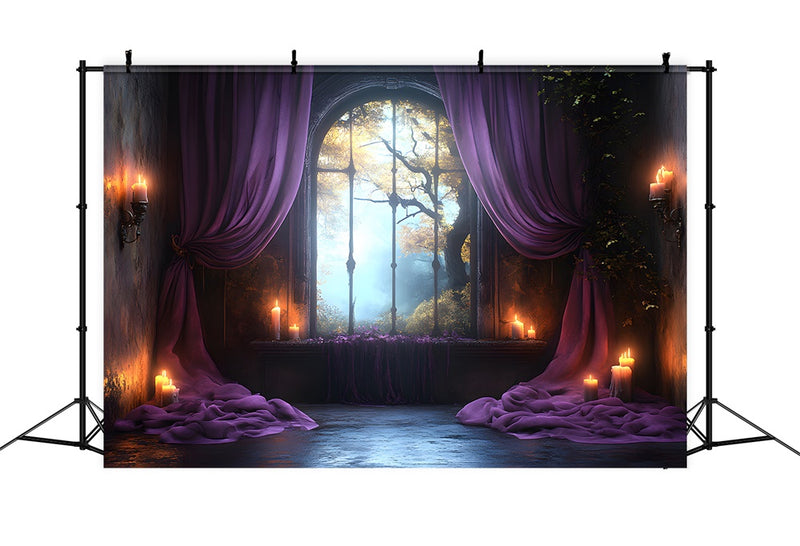 Halloween Room Window Trees View Backdrop RR9-112