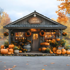 Fall Pumpkin House Harvest Flowers Backdrop RR9-18 – Dbackdrop