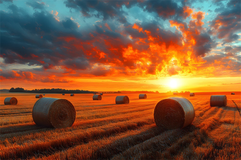Autumn Sunset Harvest Wheat Field Backdrop RR9-29 – Dbackdrop