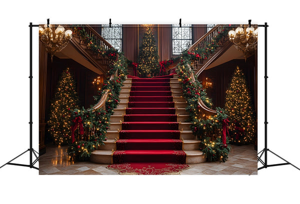Christmas Trees Classic Living Room Stairs Backdrop RR9-43