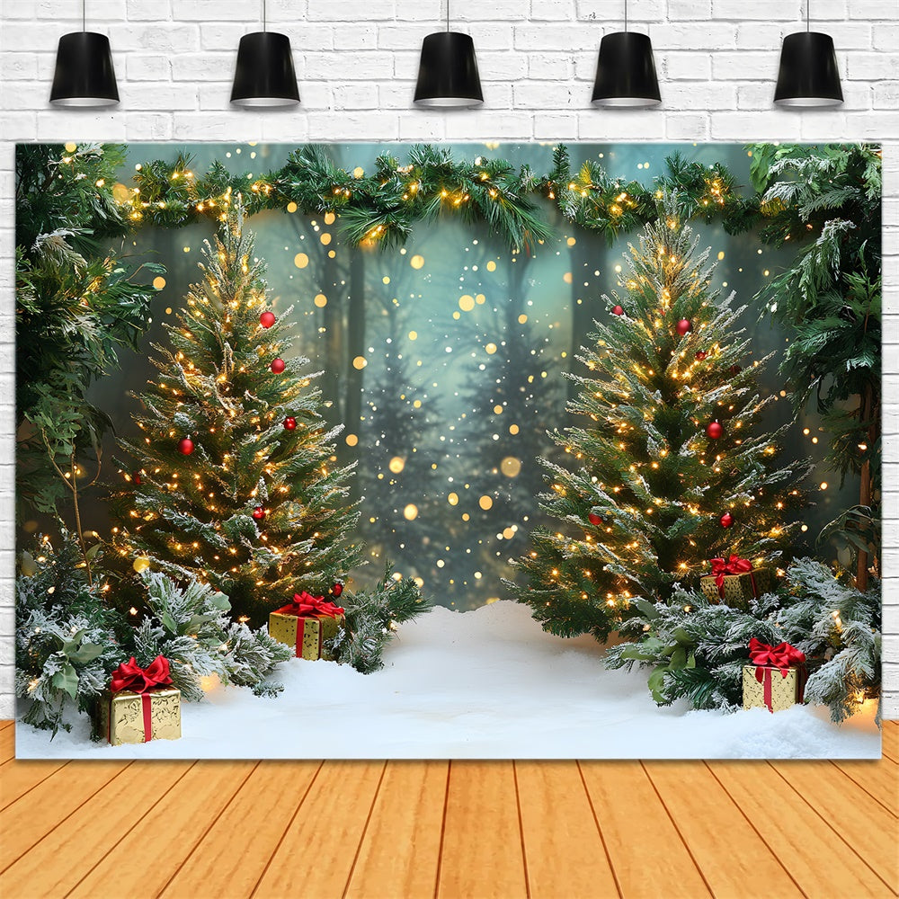 Christmas Snowy Forest Glowing Trees Backdrop RR9-46 – Dbackdrop
