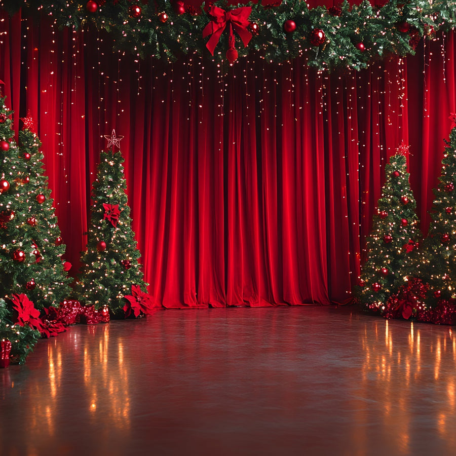 Christmas Trees Stage Curtain Photography Backdrop RR9-53