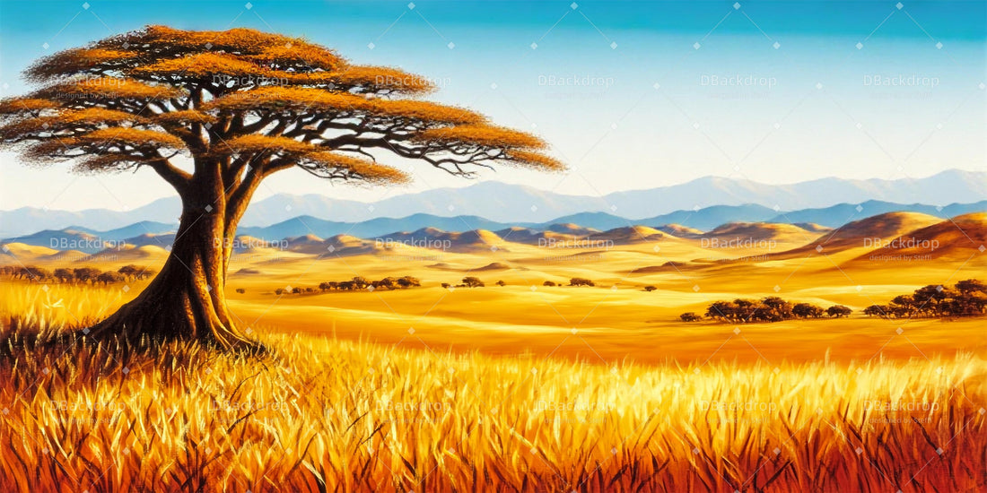 Theater Backdrops Sunlit African Savannah Stage Backdrop Ideas CSH59-T