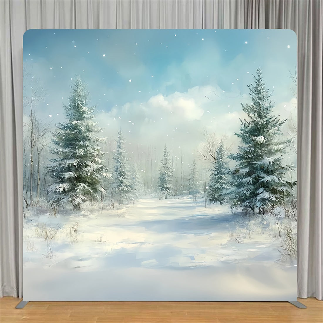 Tension Fabric Backdrop Winter Forest Wonderland Christmas Tree Backdr