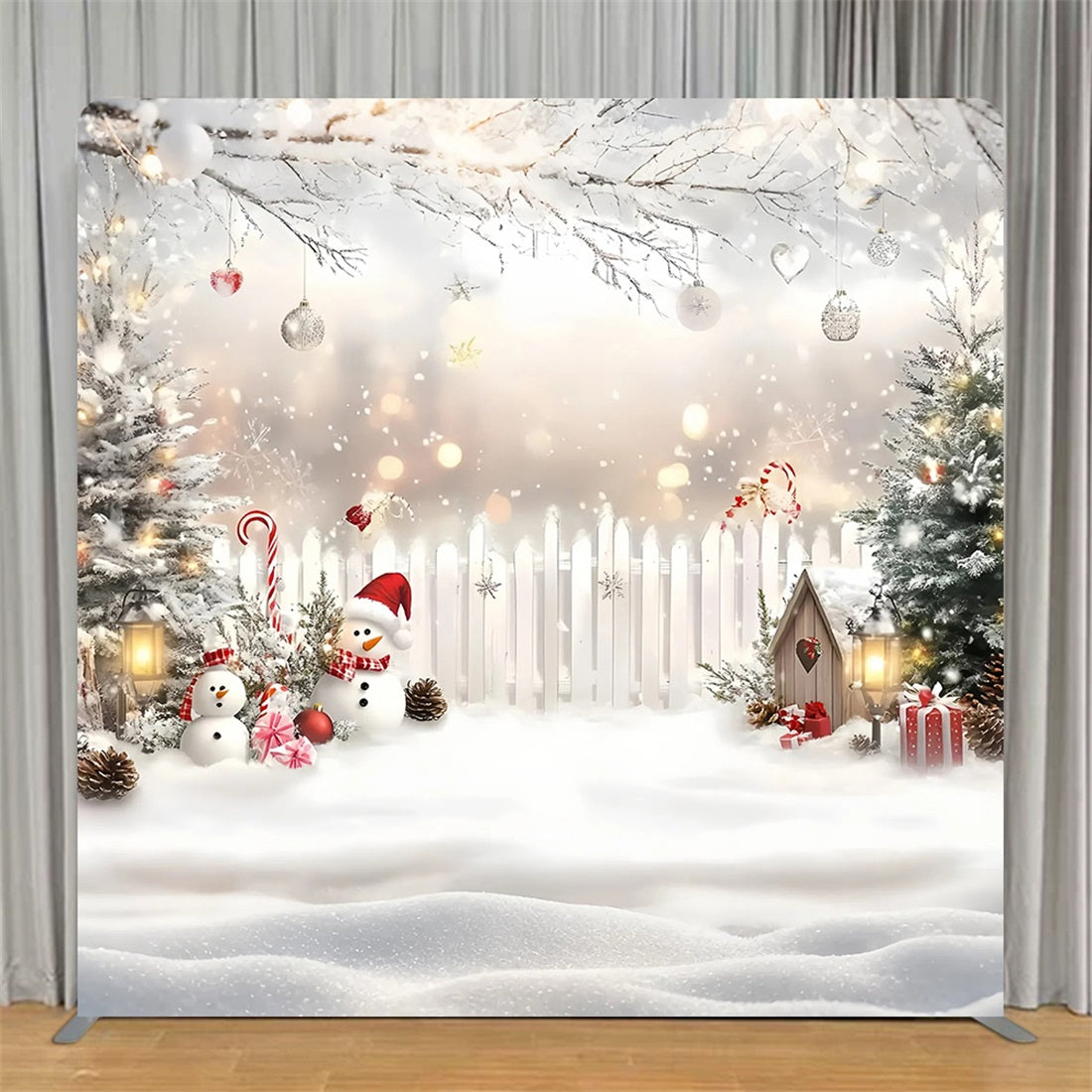 Tension Backdrop Snowy Snowman Yard Christmas Party Backdrops TS-GQ58-