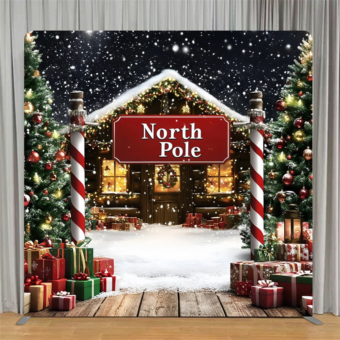 Square Shape Tension Fabric Display Arch North Pole Cabin Christmas Ba