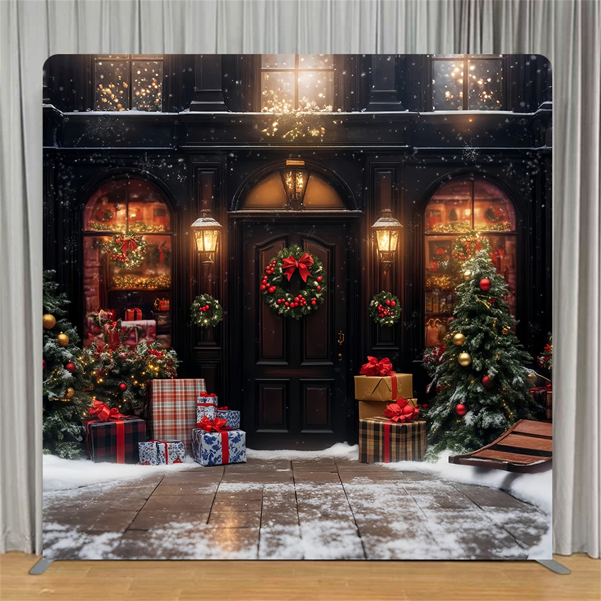Tension Fabric Backdrop Cozy Holiday Shop Christmas Backdrop TS-LXX59-