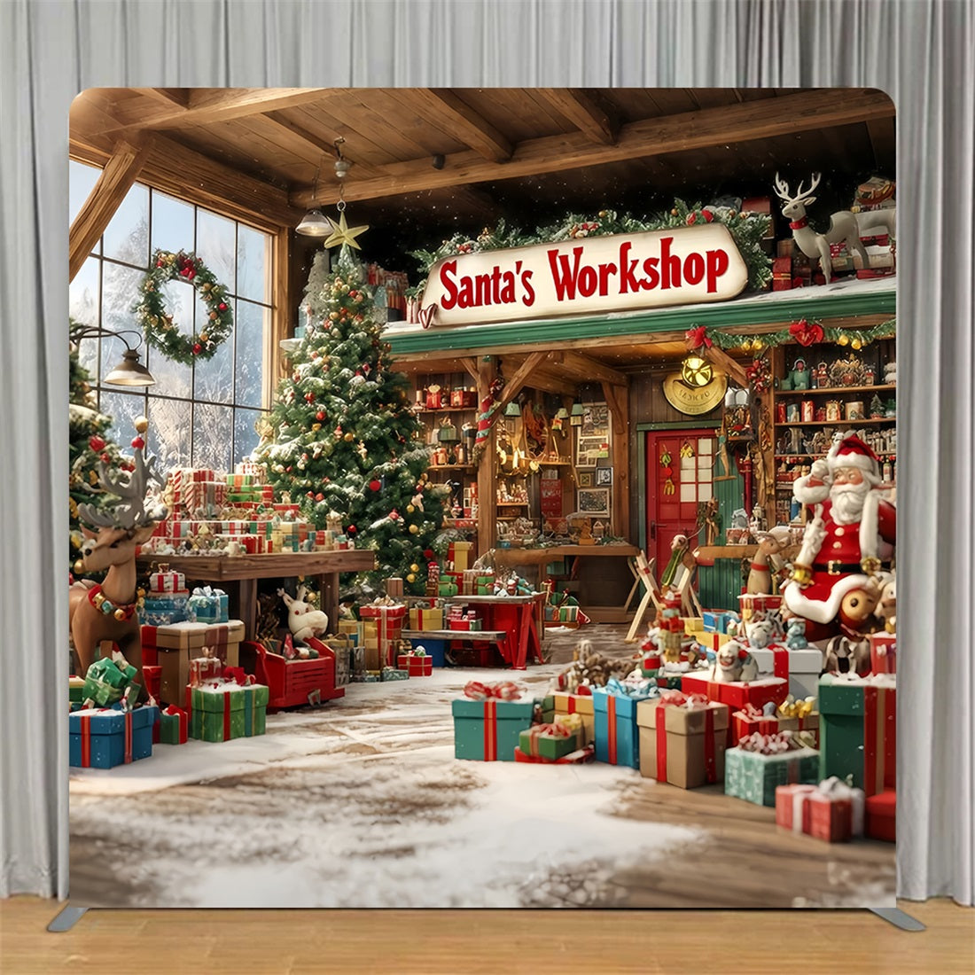 Tension Fabric Backdrop Santa Workshop Wonderland Santa's Workshop Bac