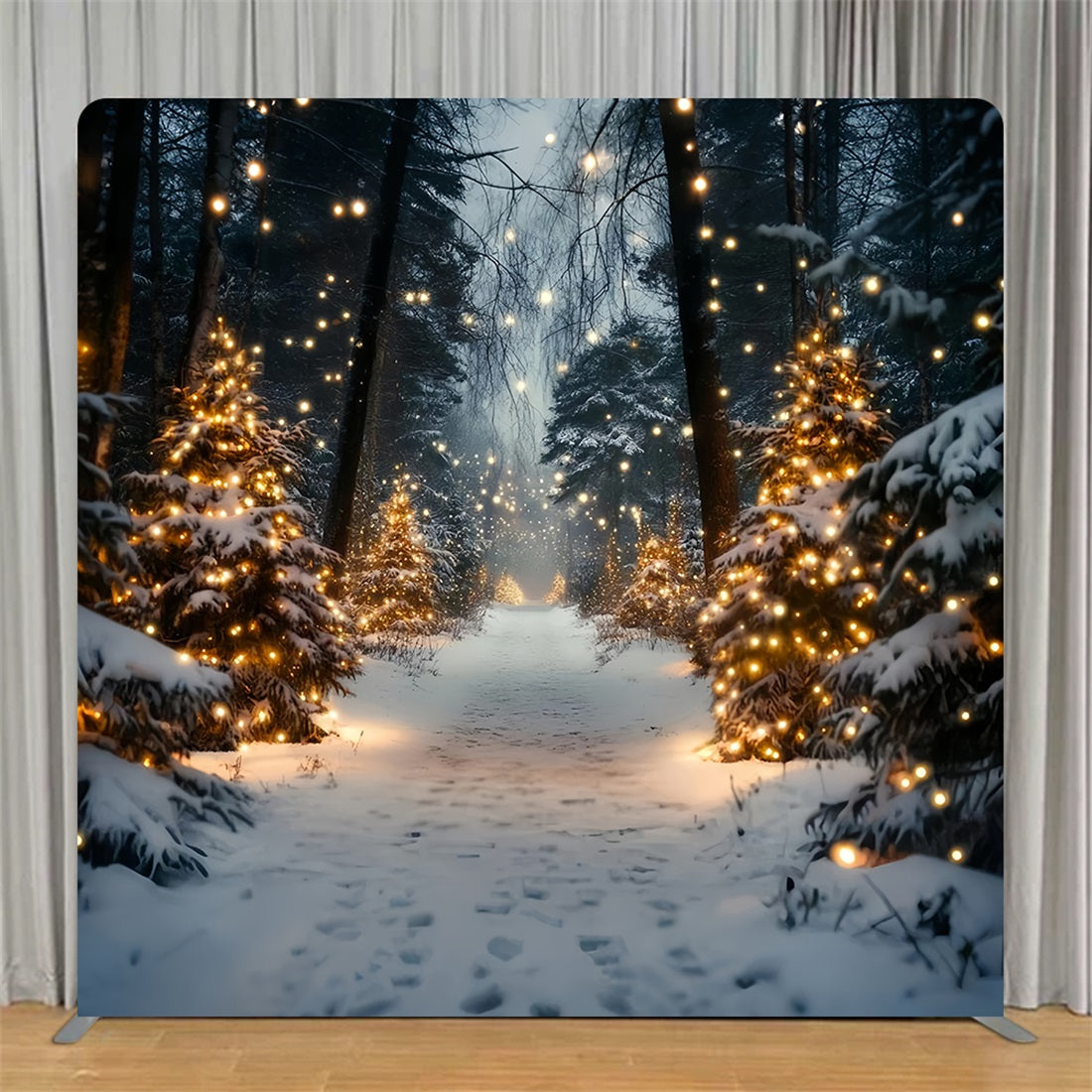 Square Backdrops Enchanted Snowy Forest Path Christmas Backdrops TS-TW