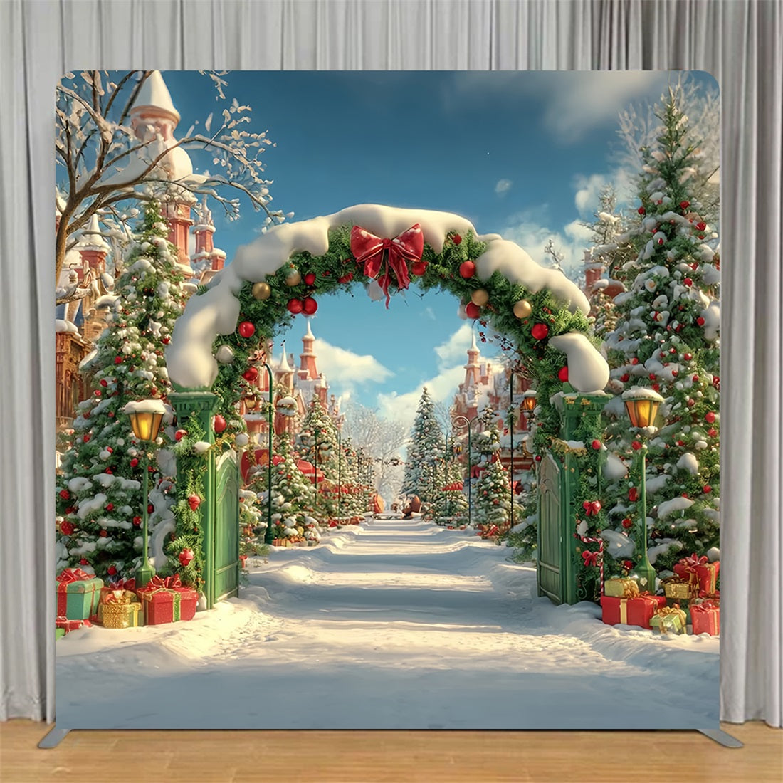 Square Backdrops Snowy Festive Garden Arch Christmas Backdrops TS-TWW5