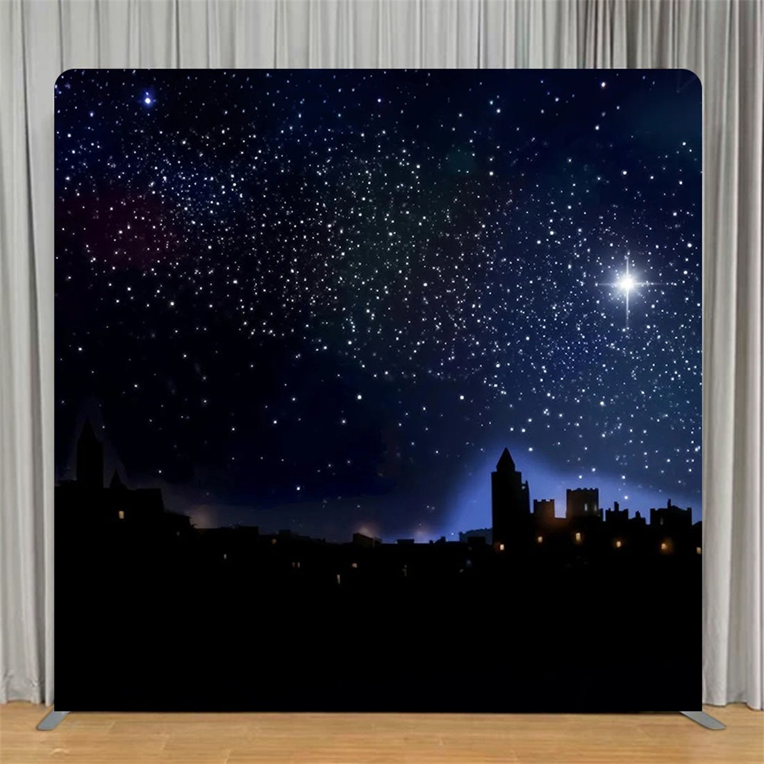 Square Backdrop Starry Night Bethlehem Glow Nativity Backdrop TS-WW510