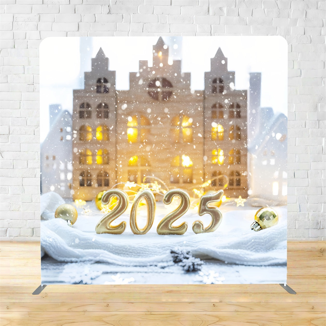 Tension Backdrops Cozy Village Golden Numbers Happy New Year Backdrop