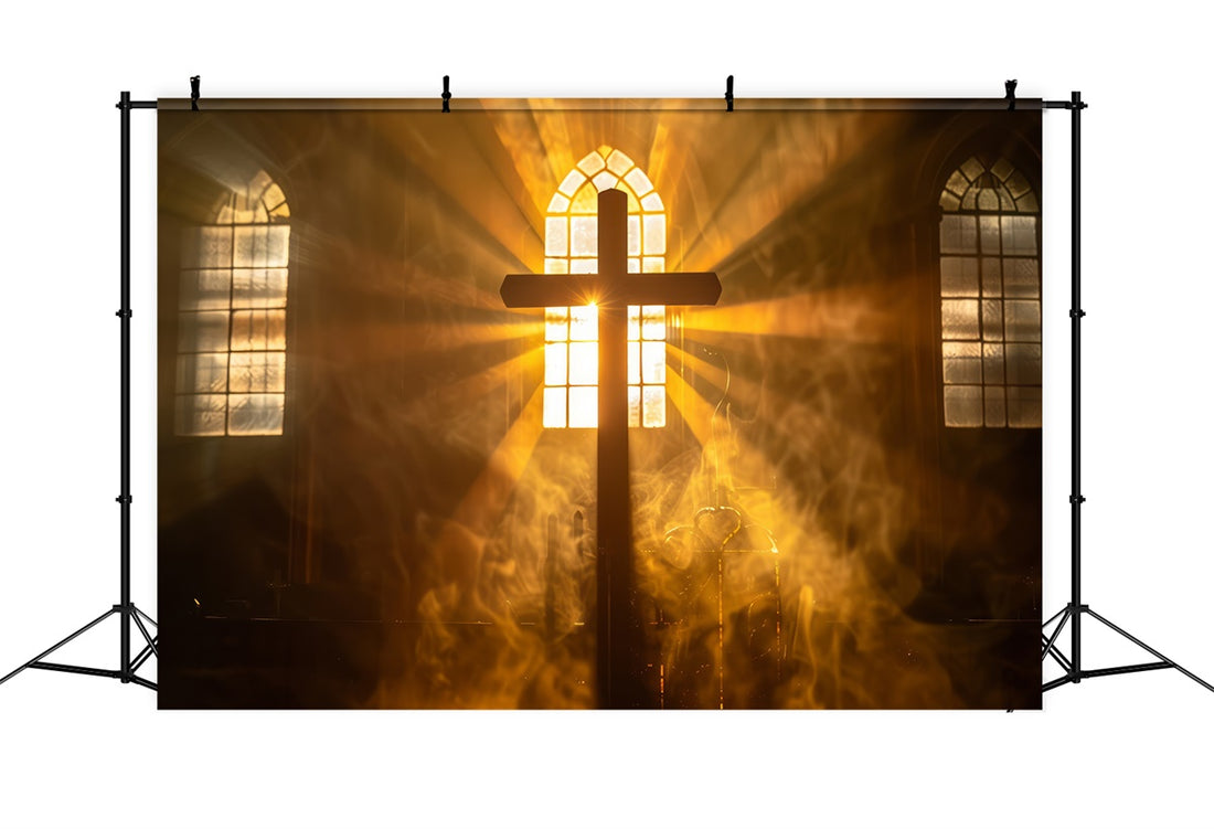 Easter Picture Backdrops Heavenly Glow Holy Cross Backdrop TWW3-12