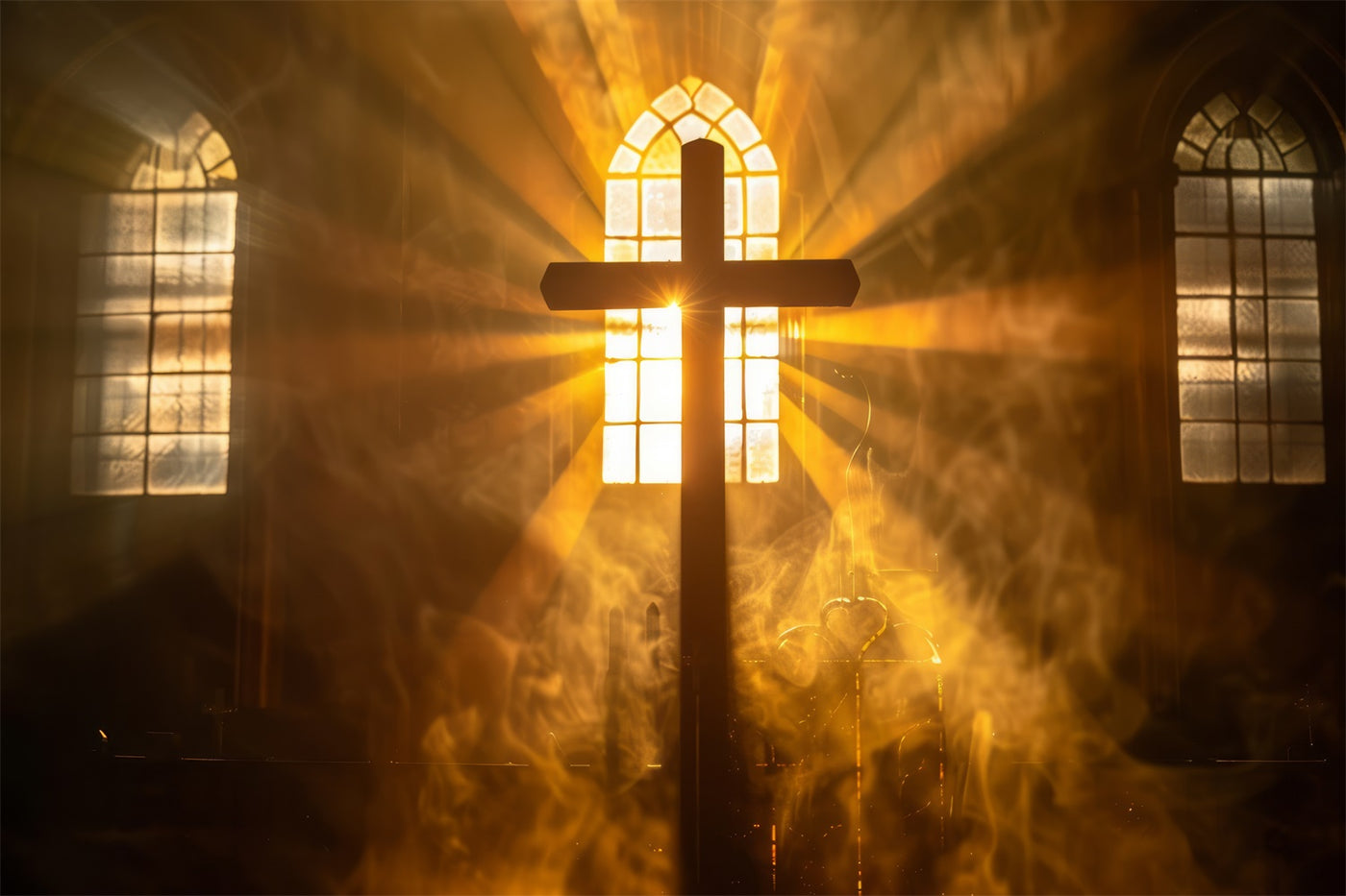 Easter Picture Backdrops Heavenly Glow Holy Cross Backdrop TWW3-12