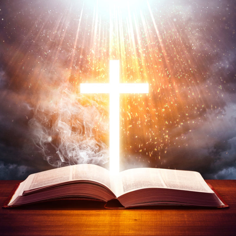 Easter Backdrops Photography Glowing Cross Holy Bible Backdrop TWW3-5