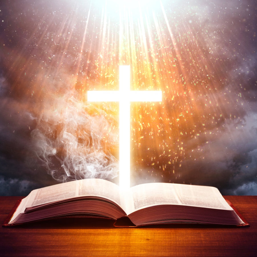 Easter Backdrops Photography Glowing Cross Holy Bible Backdrop TWW3-5
