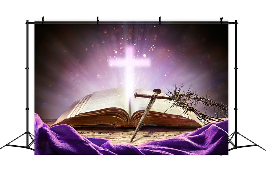 Easter Backdrops For Photos Sacred Cross Bible Backdrop TWW3-6