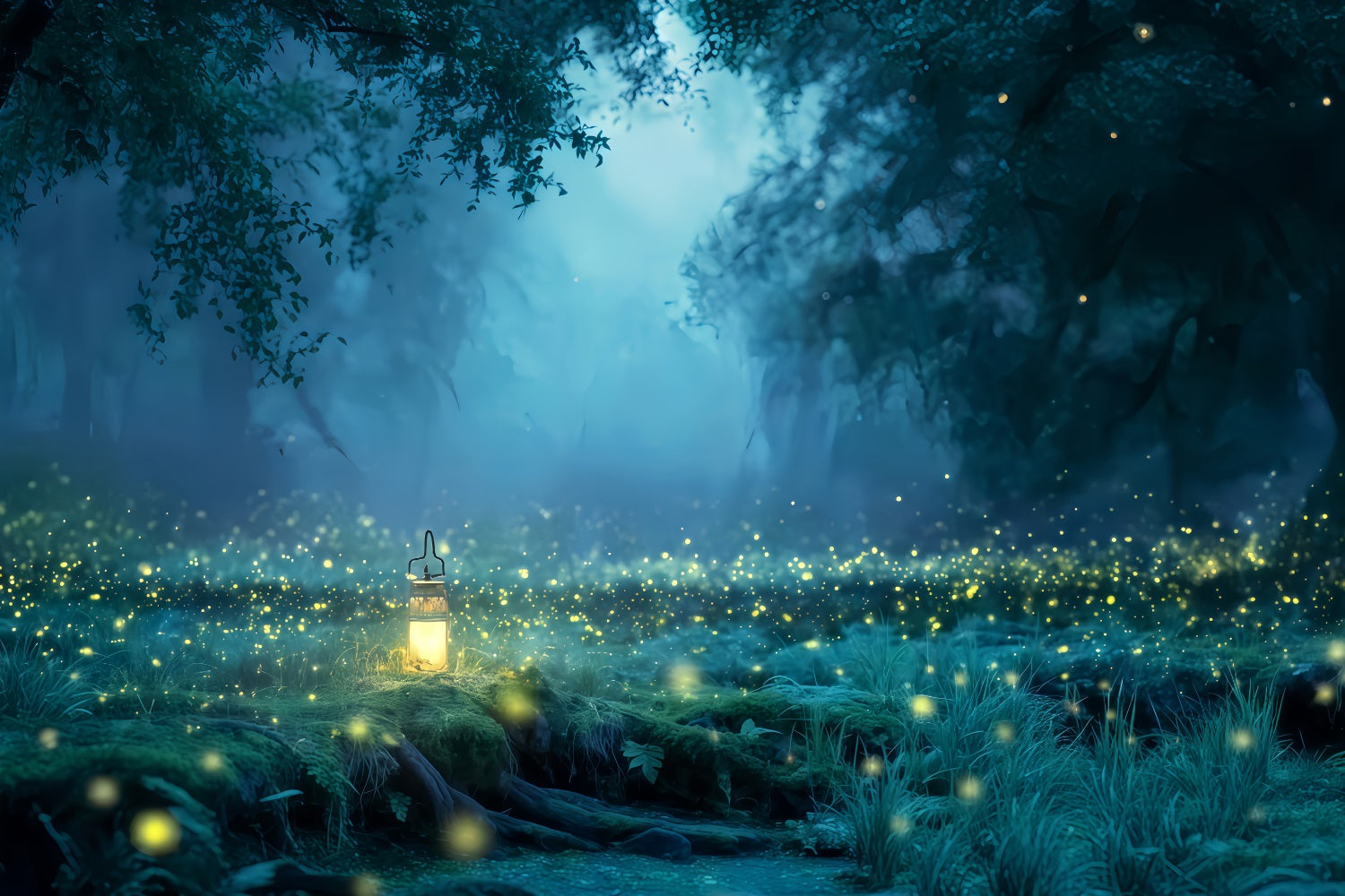 Haunted Forest Backdrop Enchanted Forest Firefly Light Halloween Photo