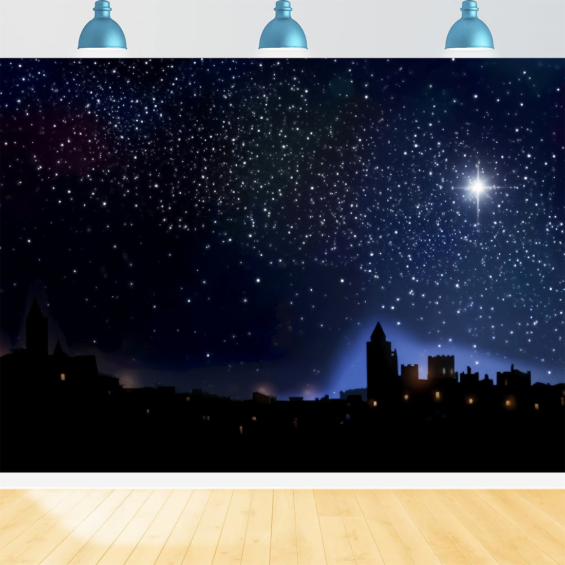 Nativity Backdrop Starry Bethlehem Holy Night Christmas Photo Backdrop