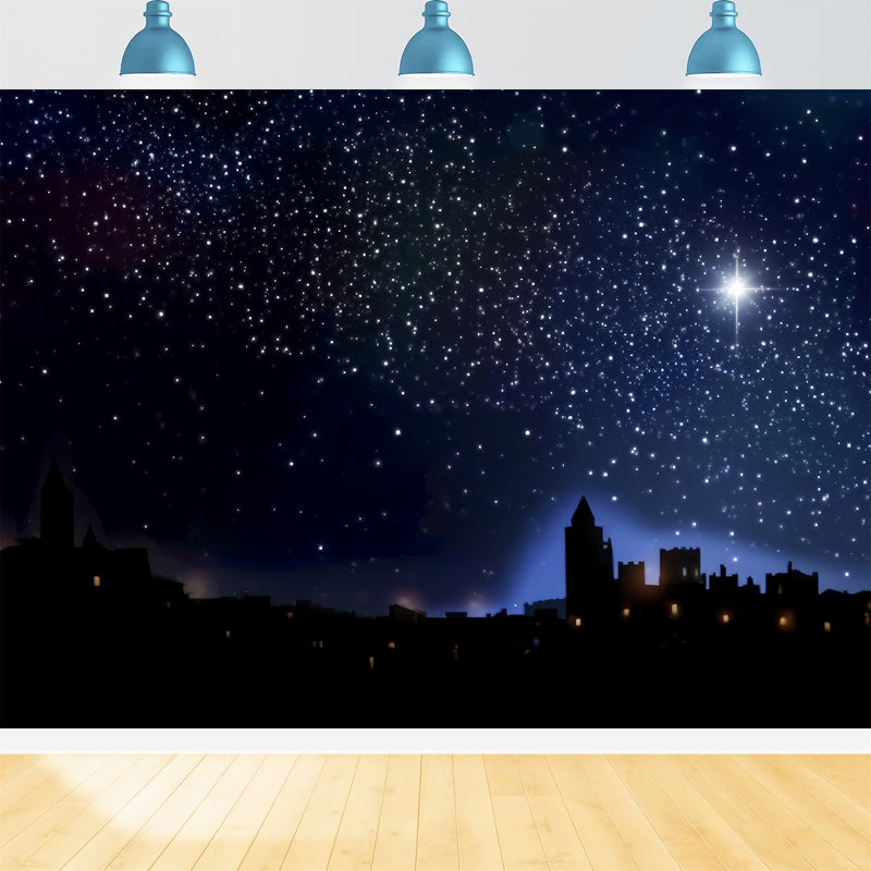 Nativity Backdrop Starry Bethlehem Holy Night Christmas Photo Backdrop