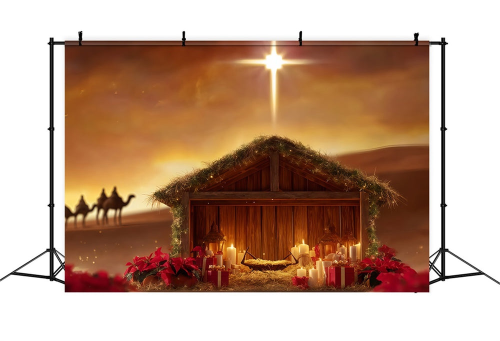 Nativity Backdrop Manger Star Desert Glow Christmas Photo Backdrops TW