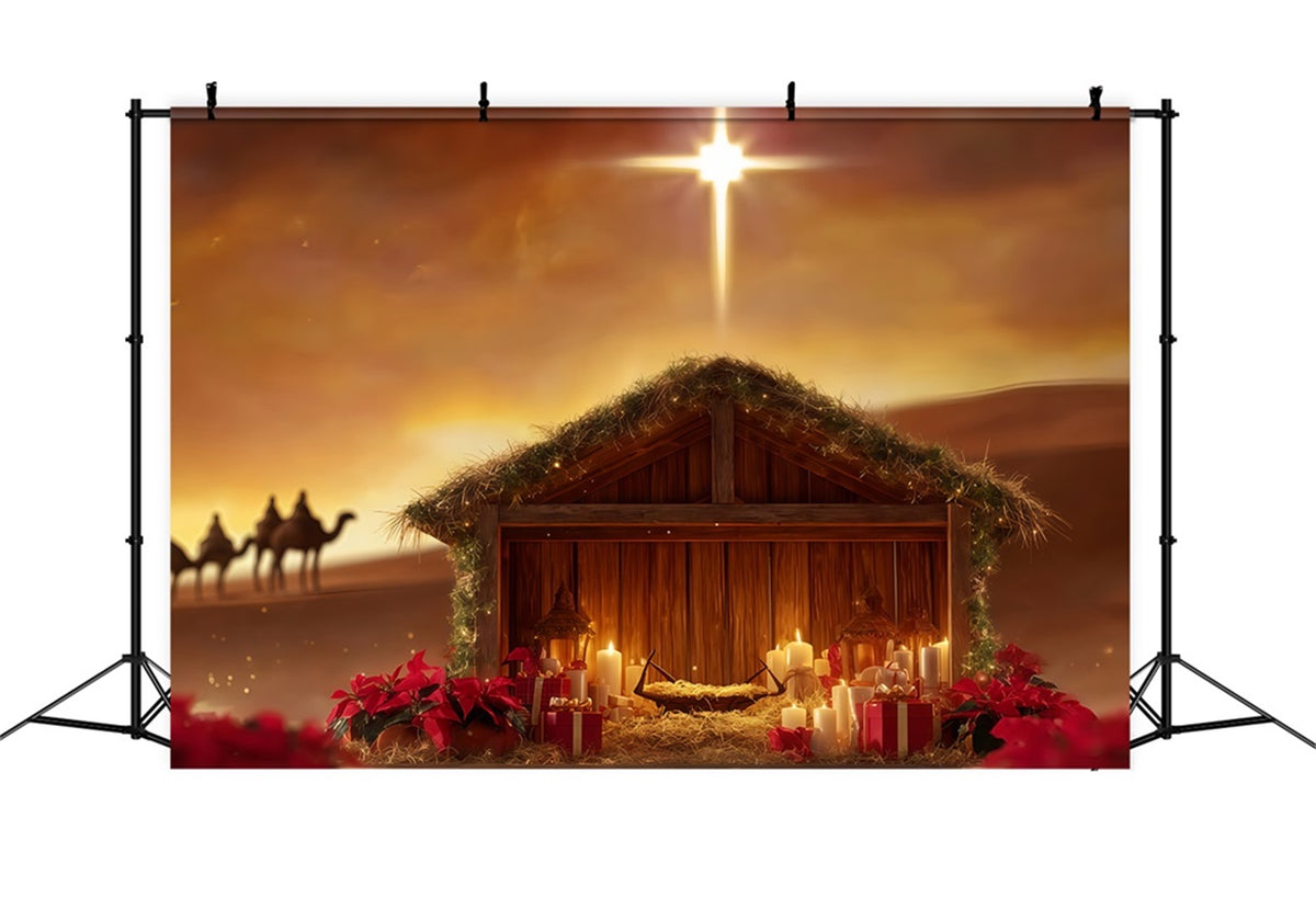 Nativity Backdrop Manger Star Desert Glow Christmas Photo Backdrops TW