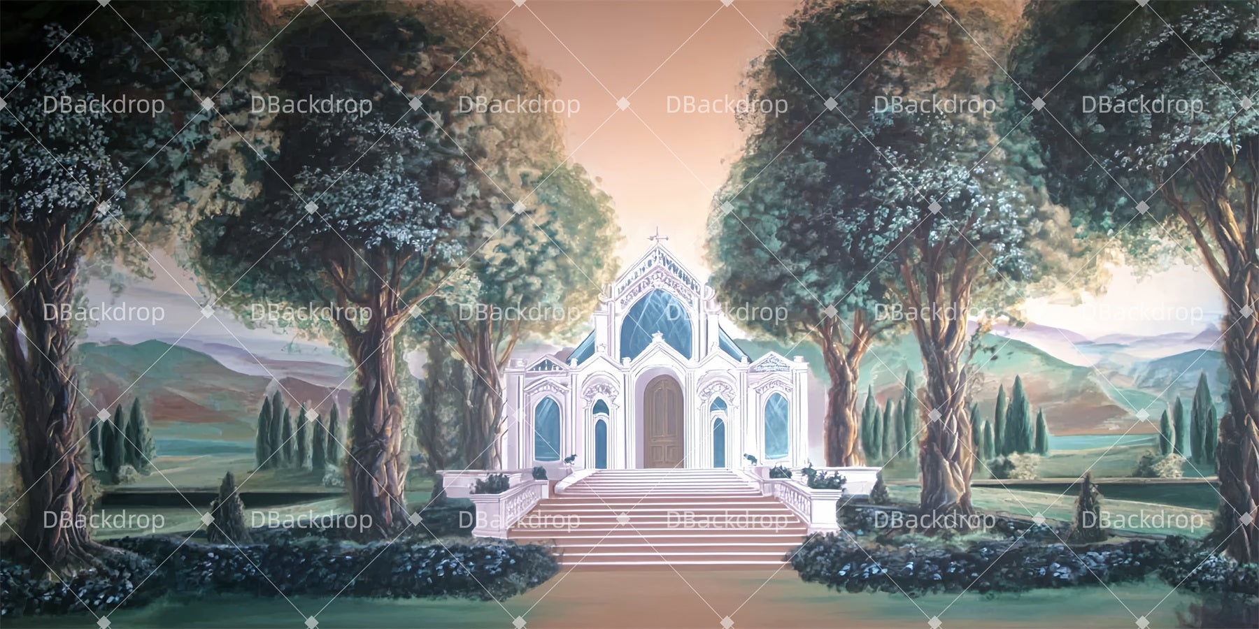 Movie Theater Backdrop Wedding Chapel Exterior Stage Backdrop TWW510-T