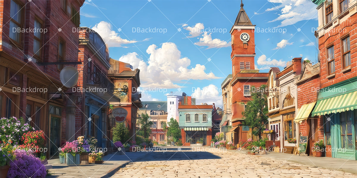 Theatre Stage Backdrop Ashton Town Square School Play Backdrops TWW511
