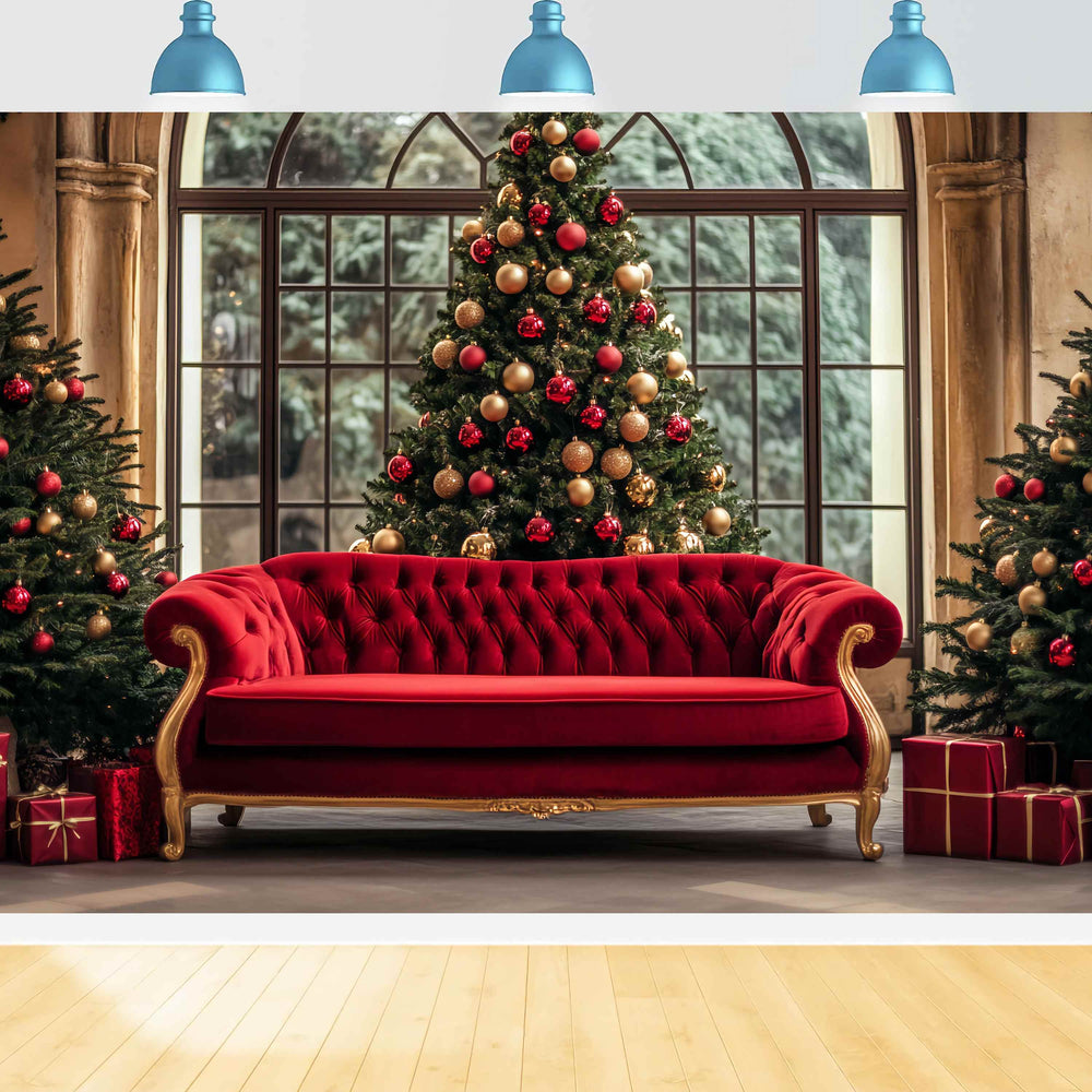 Christmas Tree Backdrop Red Gold Sofa Christmas Trees Professional Chr