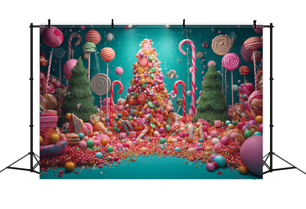 Candyland Backdrop Candy Wonderland Christmas Tree Christmas Backdrop