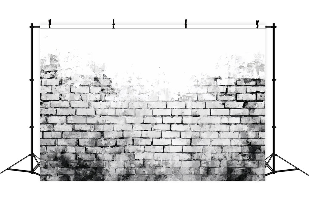 Brick Photography Backdrop Black White Watercolor Wall Brick Backdrops