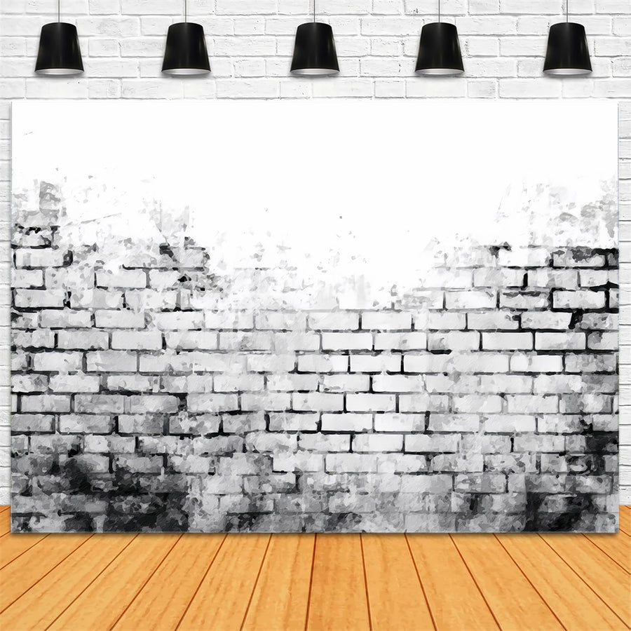 Brick Photography Backdrop Black White Watercolor Wall Brick Backdrops