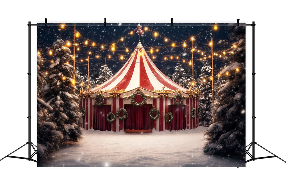 Carnival Tent Backdrop Snowy Wreath Christmas Tent Circus Backdrop Ide