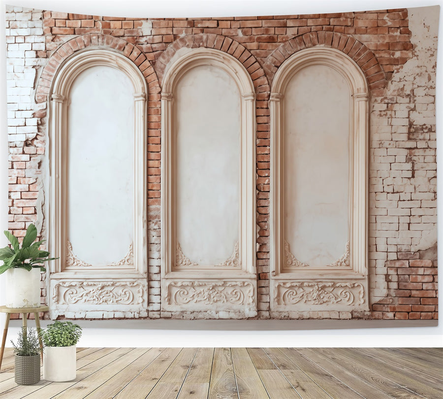 Brick Backdrops Vintage Arched Brick Panels Brick Wall Backdrops TWW59