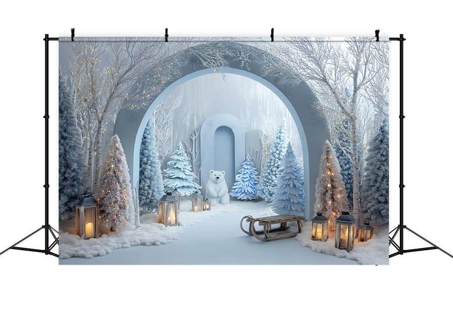 Cake Smash Backdrops Winter Forest Polar Wonderland Backdrop for Birth