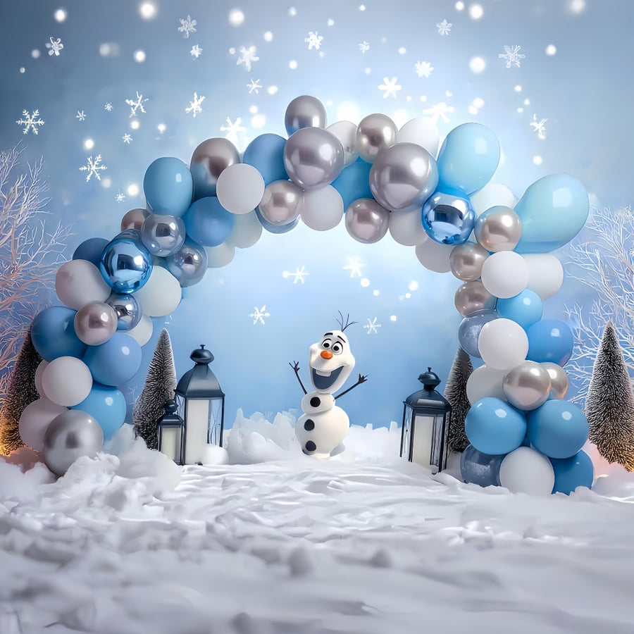 Cake Smash Backdrops Snowman Winter Balloon Arch Backdrop for Birthday