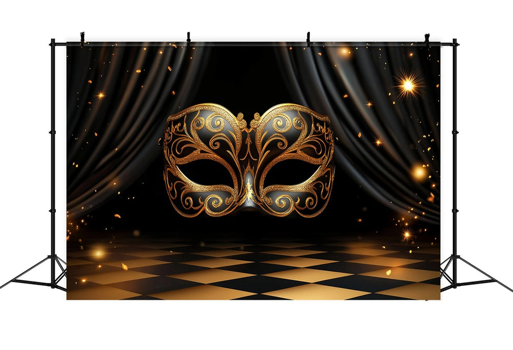 Mask Carnival Backdrop Golden Ornate Masquerade Carnival Backdrop Idea