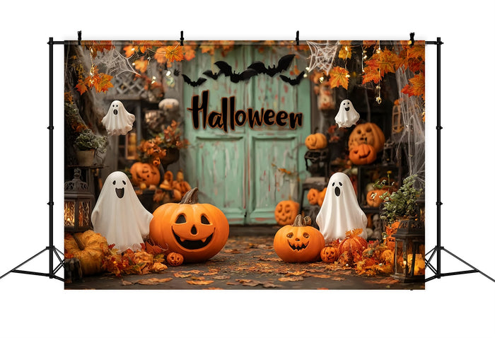 Halloween Ghost Backdrop Smiling Pumpkins Autumn Ghosts Halloween Phot