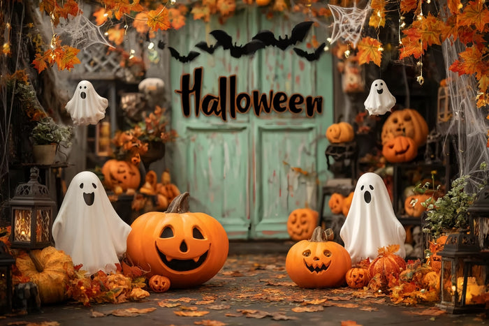 Halloween Ghost Backdrop Smiling Pumpkins Autumn Ghosts Halloween Phot