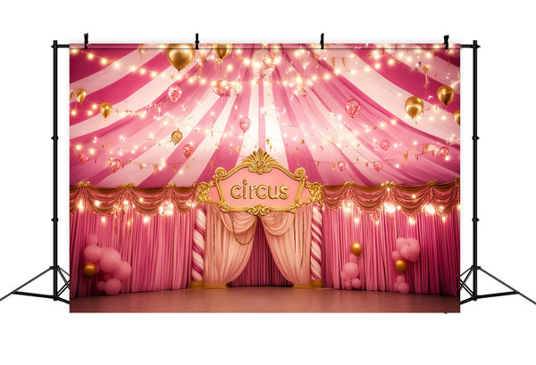 Carnival Tent Backdrop Pink Golden Glamour Hall Pink Circus Backdrop T