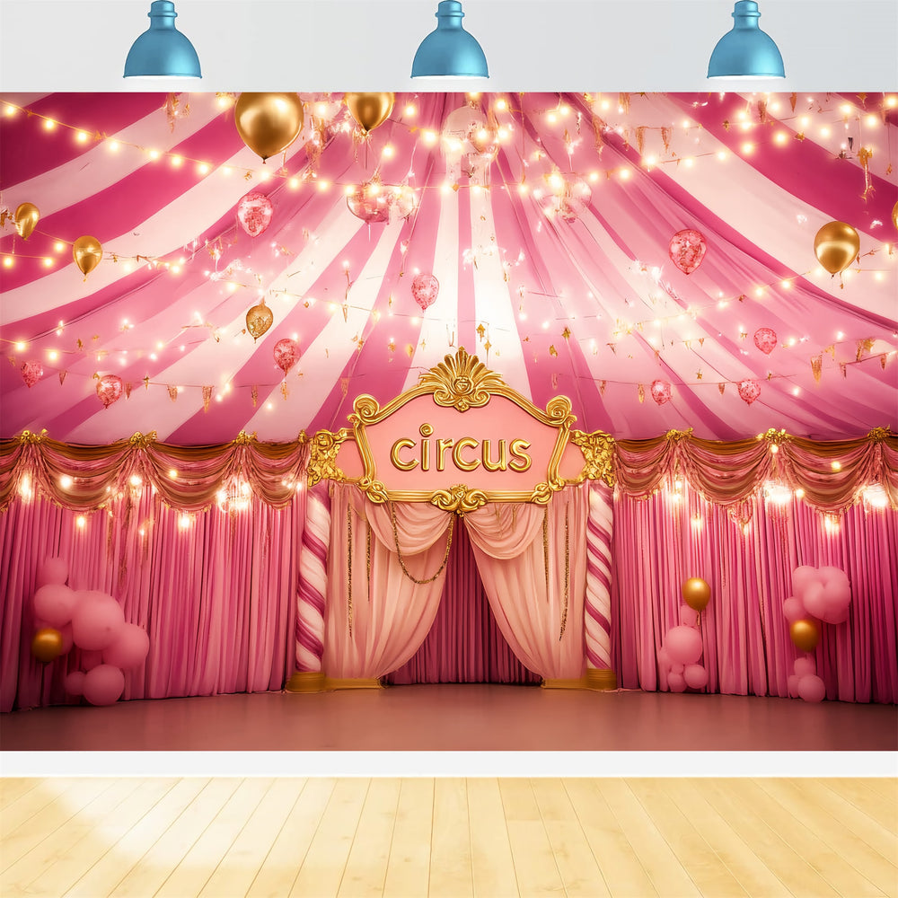 Carnival Tent Backdrop Pink Golden Glamour Hall Pink Circus Backdrop T