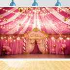 Carnival Tent Backdrop Pink Golden Glamour Hall Pink Circus Backdrop T