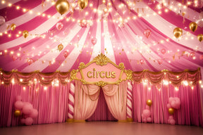 Carnival Tent Backdrop Pink Golden Glamour Hall Pink Circus Backdrop T