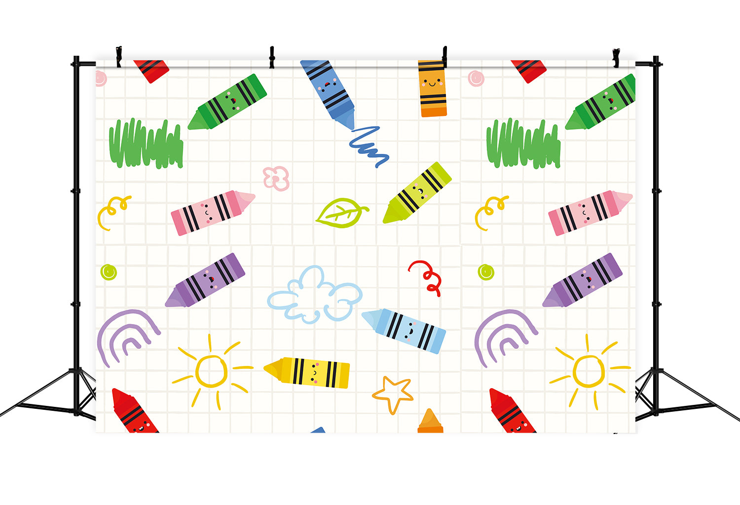 Back to School Crayon Stars Photography Backdrop BRP7-44 – Dbackdrop