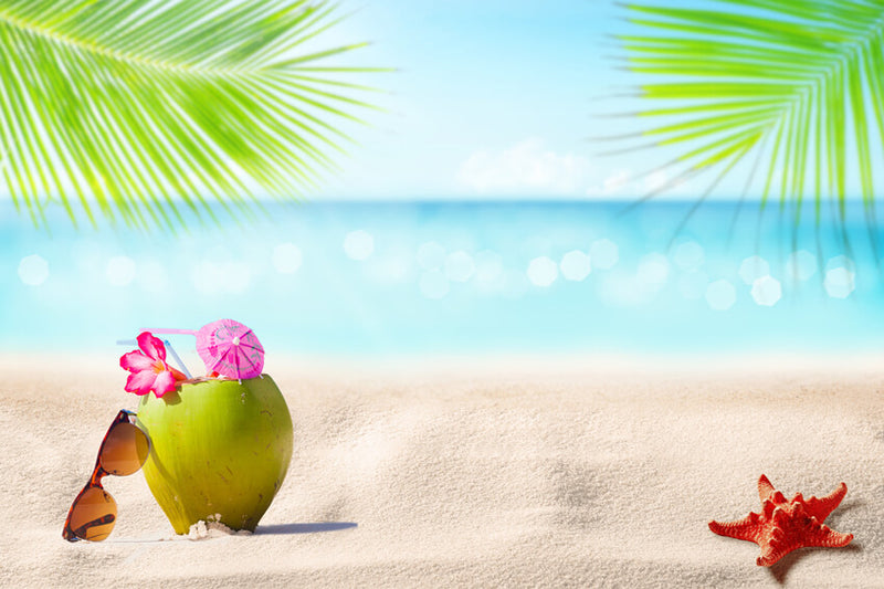 Seaside Sandy Beach Summer Photo Booth Backdrop D794