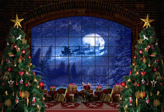 Christmas Tree Window Gifts Photography Backdrop D822 – Dbackdrop