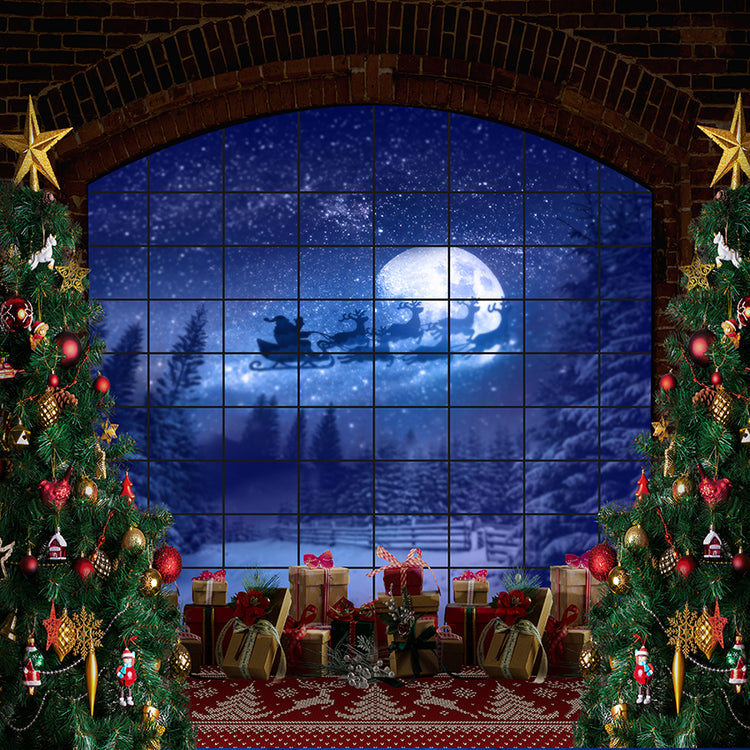 Christmas Tree Window Gifts Photography Backdrop D822 – Dbackdrop