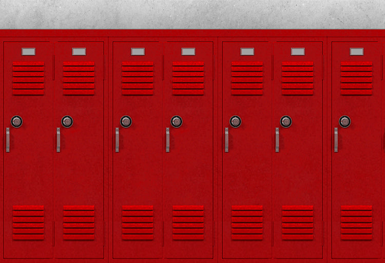 Back to School Backdrop Red Locker Row for Photography – Dbackdrop